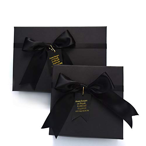 Homeanda Pack of 3 Black Different Sizes Cardboard Gift Wrap Wraping Box Case Holder with Top Lid Cover for Birthdays, Mothers Day, Baby Showers, Easter, Bridal Showers or Any Occasion