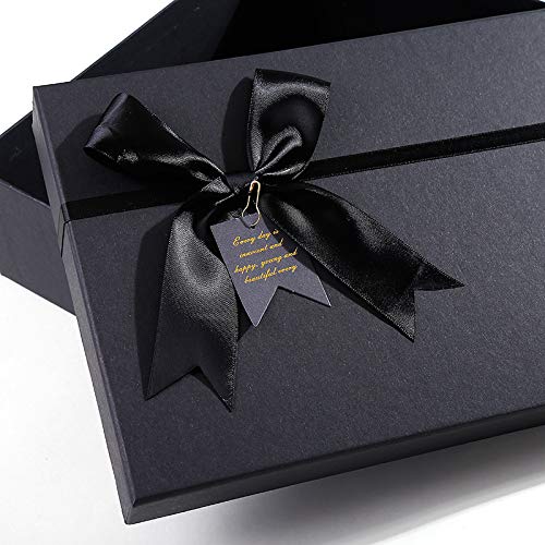 Homeanda Pack of 3 Black Different Sizes Cardboard Gift Wrap Wraping Box Case Holder with Top Lid Cover for Birthdays, Mothers Day, Baby Showers, Easter, Bridal Showers or Any Occasion