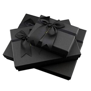 Homeanda Pack of 3 Black Different Sizes Cardboard Gift Wrap Wraping Box Case Holder with Top Lid Cover for Birthdays, Mothers Day, Baby Showers, Easter, Bridal Showers or Any Occasion