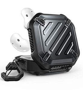 supcase unicorn beetle pro case for galaxy buds 2 pro / galaxy buds 2 / galaxy buds pro / galaxy buds live, full-body rugged protective case with carabiner (black)