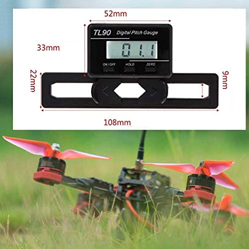 TL90 LCD Digital Pitch Gauge with Backlight Gyro Sensor for ST250-800 Size Helicopter Airplane