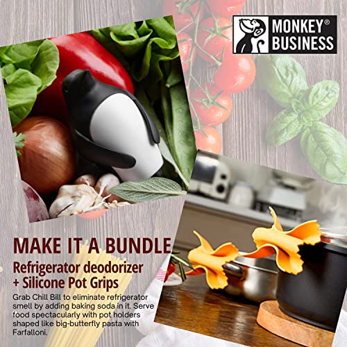 Chill Bill Refrigerator Deodorizer | Cute Fridge Deodorizer Odor Eliminator + Farfalloni-Shaped Pot Holders for Kitchen Cookware | Silicone Oven Mitts | Fun Kitchen Gadgets by Monkey Business