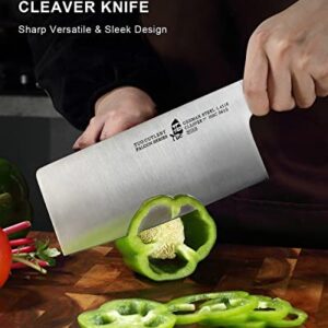 TUO Cleaver Knife, 7 inch Chinese Cleaver Vegetable Meat Cleaver Knife, High Carbon Stainless Steel Chopping Knife with Ergonomic