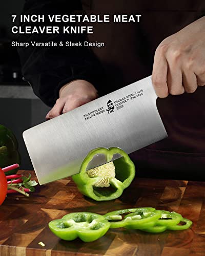 TUO Cleaver Knife, 7 inch Chinese Cleaver Vegetable Meat Cleaver Knife, High Carbon Stainless Steel Chopping Knife with Ergonomic