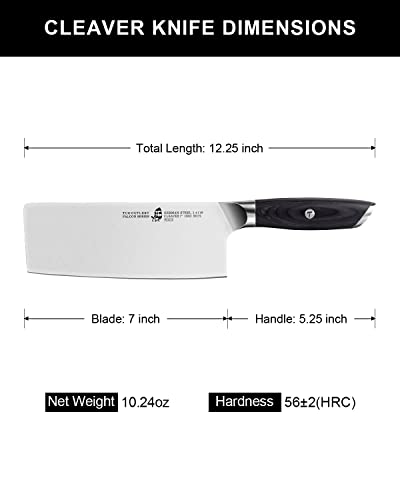 TUO Cleaver Knife, 7 inch Chinese Cleaver Vegetable Meat Cleaver Knife, High Carbon Stainless Steel Chopping Knife with Ergonomic