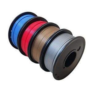 Maths PLA+ 3D Printer Filament 1.75mm (±0.02 mm), 250g/Spool×4, Independent Vacuum Package. 4 Colors Pack for 3D Printer & 3D Pen-Gold(Dark), Silver, Red, Blue.