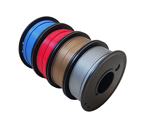 Maths PLA+ 3D Printer Filament 1.75mm (±0.02 mm), 250g/Spool×4, Independent Vacuum Package. 4 Colors Pack for 3D Printer & 3D Pen-Gold(Dark), Silver, Red, Blue.