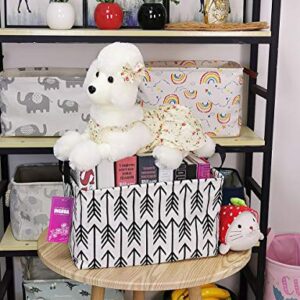 INGHUA Rectangular Storage Basket Fabric Organizer Bin for Toys,Books,Clothes,Gifts,Pets-Perfect for Home,Office,Nursery,Dorm,Shelf(Rec Black Arrows)