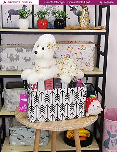 INGHUA Rectangular Storage Basket Fabric Organizer Bin for Toys,Books,Clothes,Gifts,Pets-Perfect for Home,Office,Nursery,Dorm,Shelf(Rec Black Arrows)