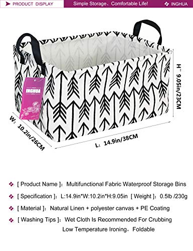 INGHUA Rectangular Storage Basket Fabric Organizer Bin for Toys,Books,Clothes,Gifts,Pets-Perfect for Home,Office,Nursery,Dorm,Shelf(Rec Black Arrows)