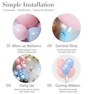 Pastel Pink and Blue Balloon Arch Garland Kit-Macaron Pink Balloon Blue Balloon 18/12in 141Pcs for Birthday,Gender Reveal,Baby Shower,Wedding,Engagement,Christmas and New Year Party Decoration