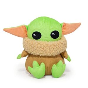 buckle-down dog toy, mandalorian, plush squeaker star wars the child sitting pose, baby yoda, 8" x 8" (dtpt-swbif) for all breed sizes