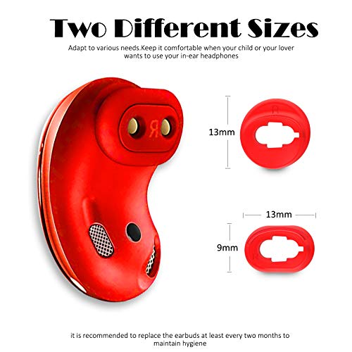 KPYJA 4 Pairs Silicone Ear Tips Replacement Galaxy Buds Live Earbuds Accessories (Red)