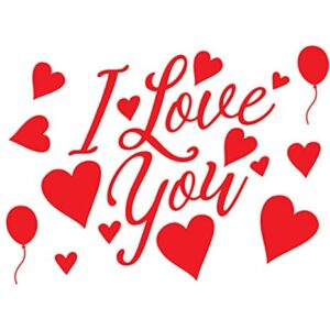 Dzrige Valentine's Day Heart Stickers I Love You Balloon Stickers Bobo Balloon Decals for Valentines Party Family Gathering Wedding Anniversary Decorations (Red)