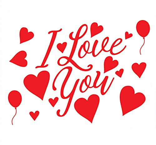 Dzrige Valentine's Day Heart Stickers I Love You Balloon Stickers Bobo Balloon Decals for Valentines Party Family Gathering Wedding Anniversary Decorations (Red)