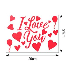 Dzrige Valentine's Day Heart Stickers I Love You Balloon Stickers Bobo Balloon Decals for Valentines Party Family Gathering Wedding Anniversary Decorations (Red)