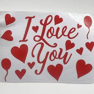 Dzrige Valentine's Day Heart Stickers I Love You Balloon Stickers Bobo Balloon Decals for Valentines Party Family Gathering Wedding Anniversary Decorations (Red)