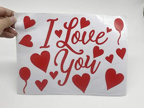 Dzrige Valentine's Day Heart Stickers I Love You Balloon Stickers Bobo Balloon Decals for Valentines Party Family Gathering Wedding Anniversary Decorations (Red)