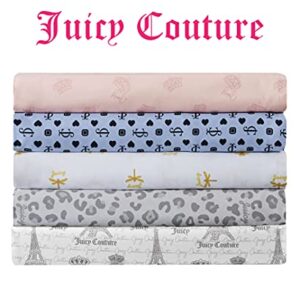 Juicy Couture – Microber Sheet Set | King Size Bed Sheets | 4 Piece Set Includes Fitted Sheet, Flat Sheet and 2 Pillowcases | Deep Pockets, Wrinkle Resistant and Anti Pilling