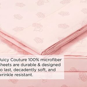 Juicy Couture – Microber Sheet Set | King Size Bed Sheets | 4 Piece Set Includes Fitted Sheet, Flat Sheet and 2 Pillowcases | Deep Pockets, Wrinkle Resistant and Anti Pilling