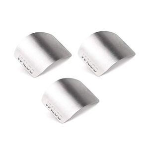 waloo stainless steel finger guard for cutting | knife cutting protector & kitchen tool guards | kitchen safe chop cut tool avoid hurting during slicing & chopping (3 pack, silver)