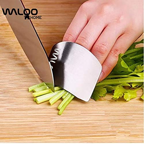 WALOO Stainless Steel Finger Guard for Cutting | Knife Cutting Protector & Kitchen Tool Guards | Kitchen Safe Chop Cut Tool Avoid Hurting During Slicing & Chopping (3 Pack, Silver)