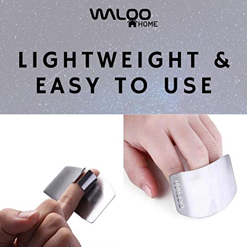 WALOO Stainless Steel Finger Guard for Cutting | Knife Cutting Protector & Kitchen Tool Guards | Kitchen Safe Chop Cut Tool Avoid Hurting During Slicing & Chopping (3 Pack, Silver)