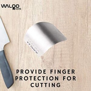 WALOO Stainless Steel Finger Guard for Cutting | Knife Cutting Protector & Kitchen Tool Guards | Kitchen Safe Chop Cut Tool Avoid Hurting During Slicing & Chopping (3 Pack, Silver)