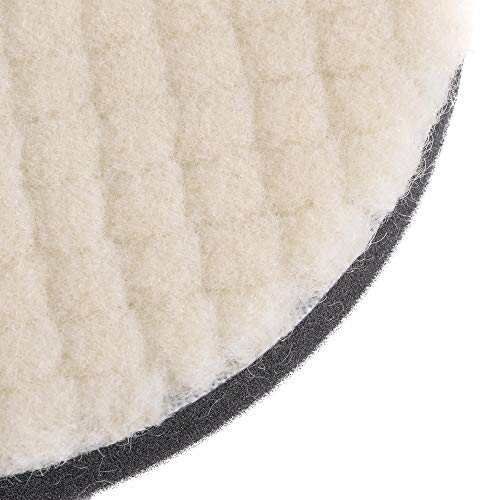 uxcell 7" Wool Felt Sponge Polishing Pad Hook and Loop Buffing Wheel with Hole Medium Polishing for Orbital Polisher Buffer