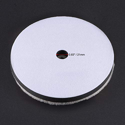 uxcell 7" Wool Felt Sponge Polishing Pad Hook and Loop Buffing Wheel with Hole Medium Polishing for Orbital Polisher Buffer