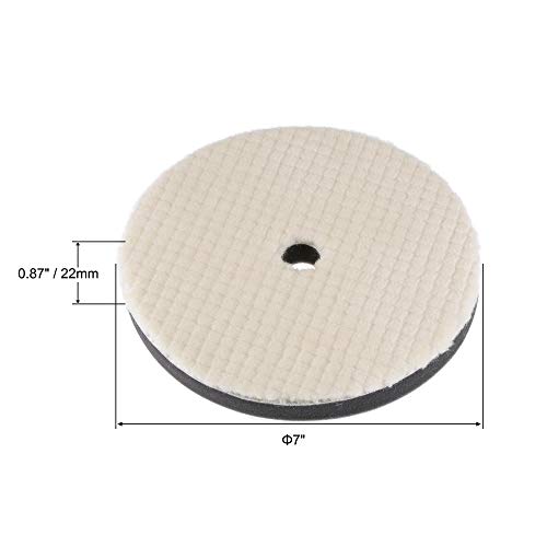 uxcell 7" Wool Felt Sponge Polishing Pad Hook and Loop Buffing Wheel with Hole Medium Polishing for Orbital Polisher Buffer