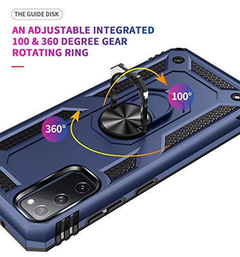 ADDIT S20 fe Case,S20 fe 5G Case, [Military Grade ] 15ft. Drop Tested Protective Case with Magnetic Car Mount Ring Holder Stand Cover for Samsung Galaxy S20 fe/S20 fe 5G - Blue