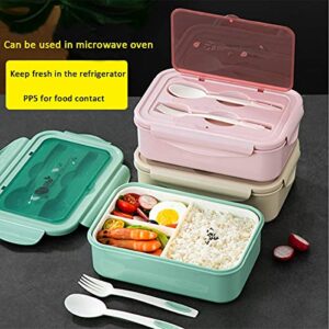 Kvohzbl Bento Box for Kids Adults Lunches Leakproof Adult 3 Compartment Lunch Box Reusable Plastic Bento Boxes Food Containers Environmental Protection Bento Box Microwave/Freezer/Dishwasher (Pink)