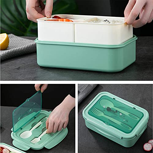 Kvohzbl Bento Box for Kids Adults Lunches Leakproof Adult 3 Compartment Lunch Box Reusable Plastic Bento Boxes Food Containers Environmental Protection Bento Box Microwave/Freezer/Dishwasher (Pink)