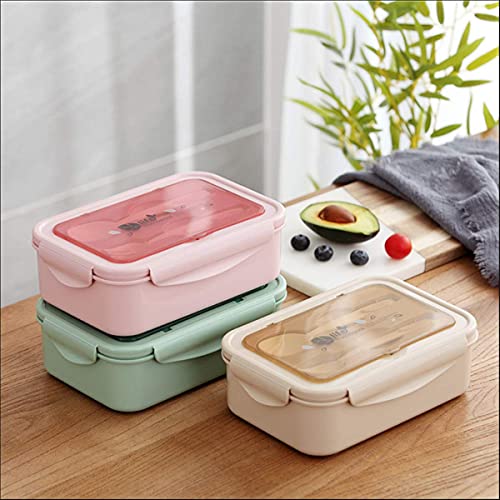 Kvohzbl Bento Box for Kids Adults Lunches Leakproof Adult 3 Compartment Lunch Box Reusable Plastic Bento Boxes Food Containers Environmental Protection Bento Box Microwave/Freezer/Dishwasher (Pink)