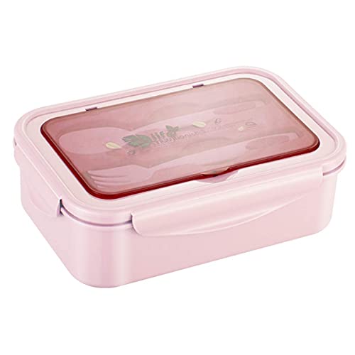 Kvohzbl Bento Box for Kids Adults Lunches Leakproof Adult 3 Compartment Lunch Box Reusable Plastic Bento Boxes Food Containers Environmental Protection Bento Box Microwave/Freezer/Dishwasher (Pink)