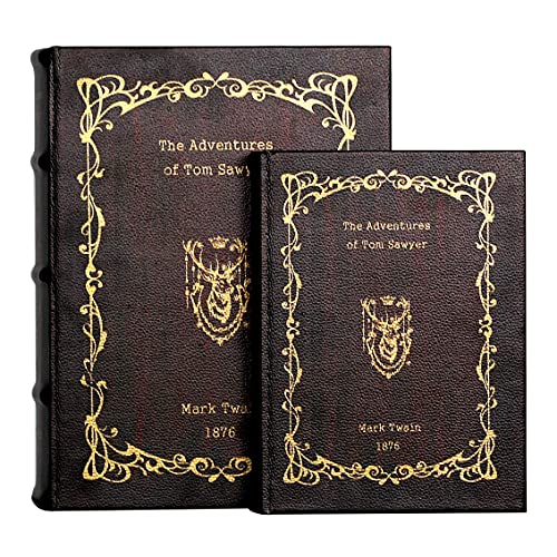 ARTSSS Decorative Book Boxes Antique Book Invisible Box, Faux Wood Set of 2 Storage Set