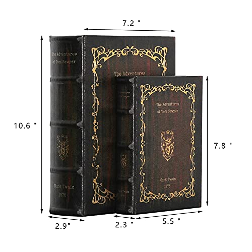 ARTSSS Decorative Book Boxes Antique Book Invisible Box, Faux Wood Set of 2 Storage Set