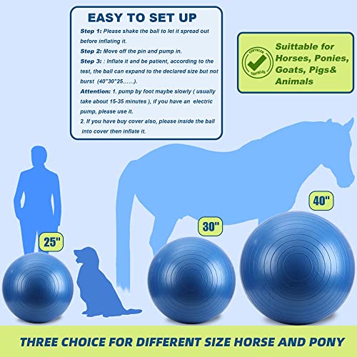 Herding Ball for Horse, 40" Anti-Burst Giant Soccer Ball Toy for Horses, Pump Included