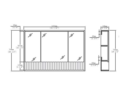 Fine Fixtures Venezian 45" Medicine Cabinet Black