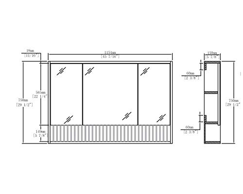 Fine Fixtures Venezian 45" Medicine Cabinet Black