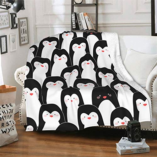 CUAJH Cute Penguins Blanket 50"x60", Lightweight Soft Flannel Fleece Throw Blanket for Bed Couch Sofa Chair Office