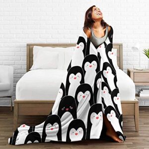 CUAJH Cute Penguins Blanket 50"x60", Lightweight Soft Flannel Fleece Throw Blanket for Bed Couch Sofa Chair Office