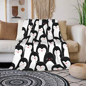 CUAJH Cute Penguins Blanket 50"x60", Lightweight Soft Flannel Fleece Throw Blanket for Bed Couch Sofa Chair Office