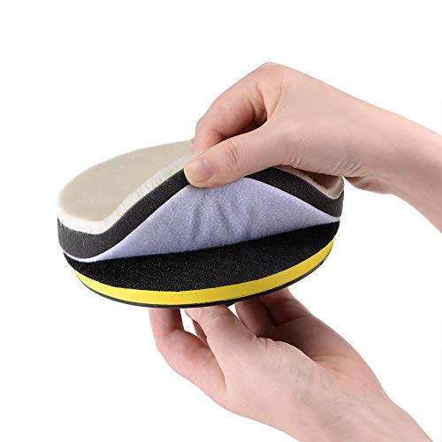 uxcell 7" Wool Felt Sponge Polishing Pad Hook and Loop Buffing Wheel with Hole Fine Polishing for Orbital Polisher Buffer