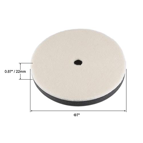 uxcell 7" Wool Felt Sponge Polishing Pad Hook and Loop Buffing Wheel with Hole Fine Polishing for Orbital Polisher Buffer