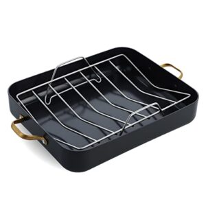 greenpan reserve healthy ceramic nonstick roasting pan, 13" x 16", black