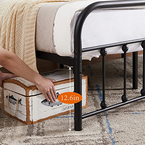 VECELO Metal Platform Bed Frame, Mattress Foundation with Headboard & Footboard,No Box Spring Needed,Twin Size