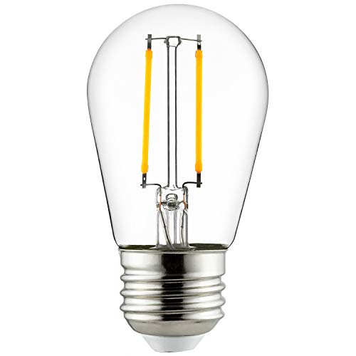 Sunlite 81073-SU LED S14 Filament Style String Light Bulb, ETL Listed, 2 Watts (25W Equivalent), 200 Lumens, Medium Base (E26), Dimmable, 2700K Warm White, 1 Count