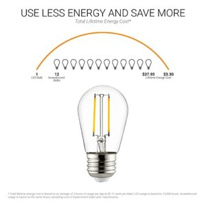 Sunlite 81073-SU LED S14 Filament Style String Light Bulb, ETL Listed, 2 Watts (25W Equivalent), 200 Lumens, Medium Base (E26), Dimmable, 2700K Warm White, 1 Count